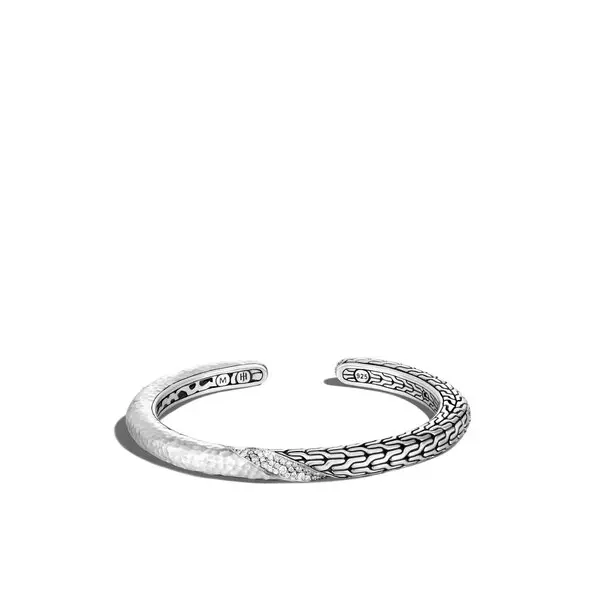 John Hardy Twisted Pavé Hinged Cuff - White Diamond