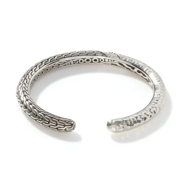 John Hardy Twisted Pavé Hinged Cuff - White Diamond