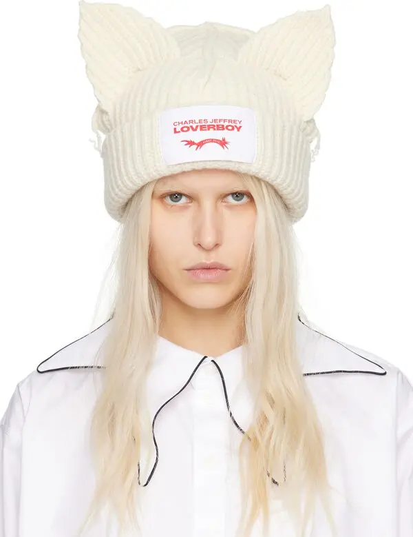Charles Jeffrey Loverboy Off-White Chunky Ears Beanie In