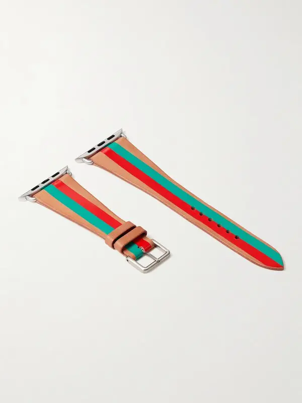 LACALIFORNIENNE Striped Leather Smart Watch Strap - Orange