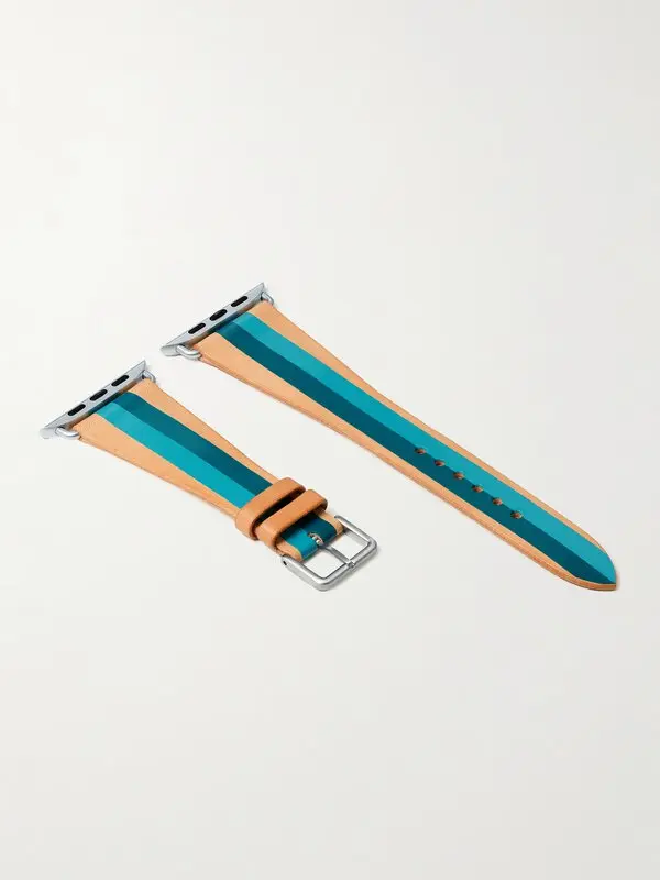 LACALIFORNIENNE Striped Leather Watch Strap - Blue