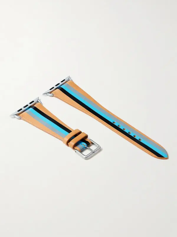 LACALIFORNIENNE Striped Leather Watch Strap - Blue