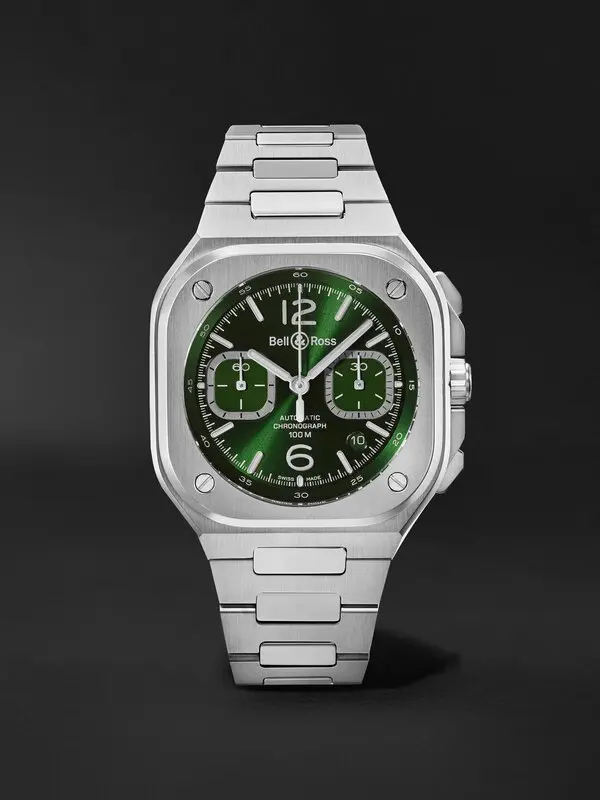 BELL & ROSS Br 05 Automatic Chronograph 42mm Stainless Steel Watch - Green
