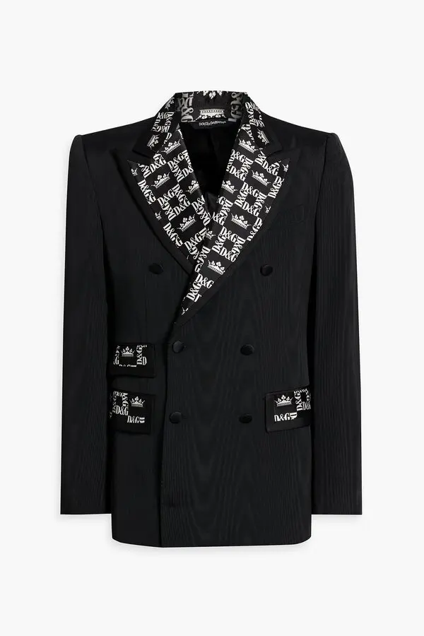 Dolce & Gabbana Doublebreasted Printed Moire Blazer - Black