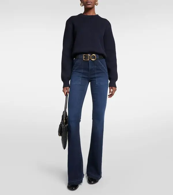 FRAME Le High Flare Trapunto High-rise Jeans