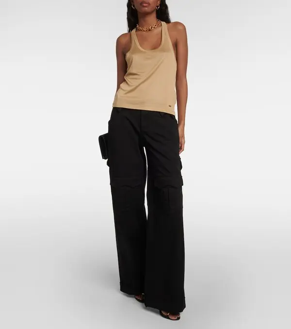 TOM FORD Micro-rib Silk Jersey Tank Top - Yellow