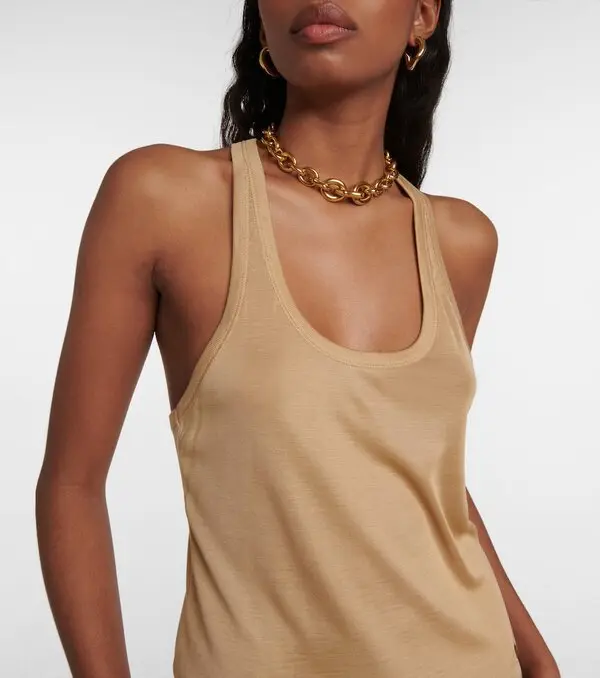 TOM FORD Micro-rib Silk Jersey Tank Top - Yellow