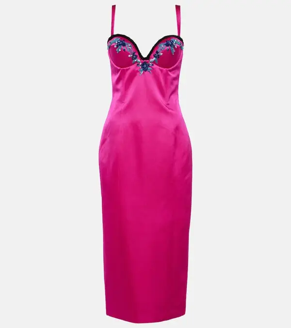 MISS SOHEE Embellished Satin Midi Dress - Pink