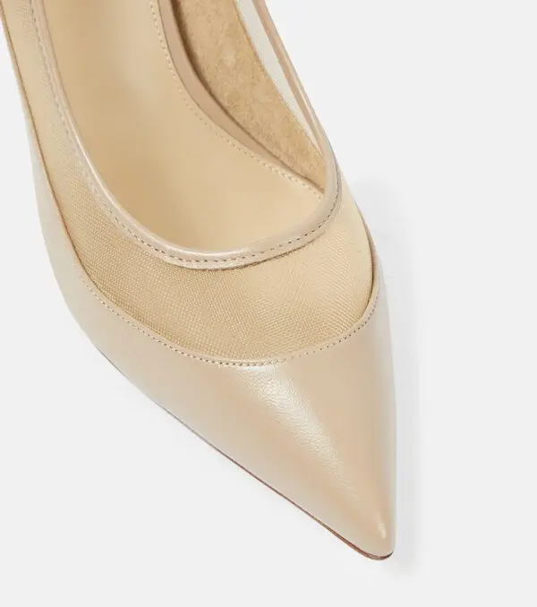 Khaite River Leather And Mesh Pumps - Beige