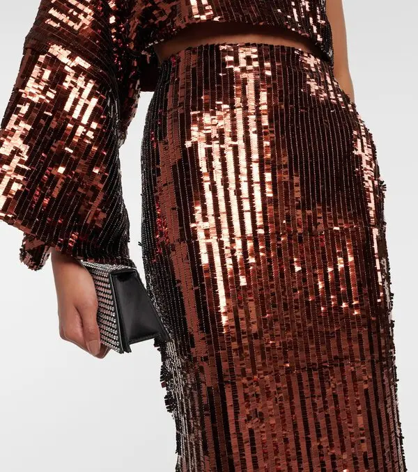 TALLER MARMO Ariel Sequined Maxi Skirt