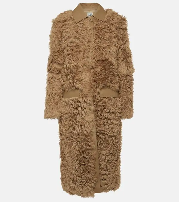 TOTEME Leather-trimmed Shearling Coat
