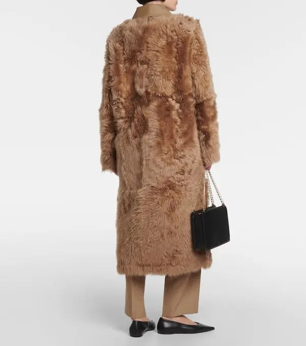 TOTEME Leather-trimmed Shearling Coat