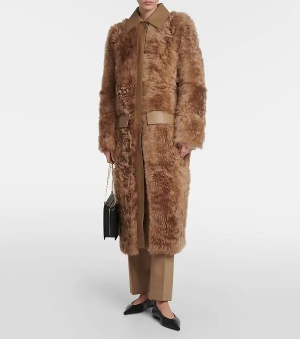 TOTEME Leather-trimmed Shearling Coat
