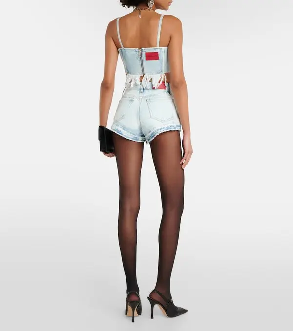Alessandra Rich Distressed Denim Bustier
