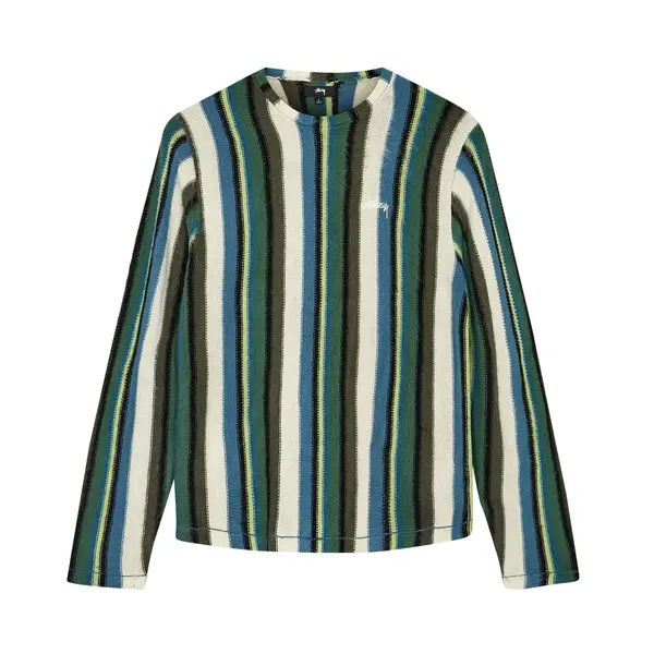 StÜssy Vertical Striped Knit Crew - Green