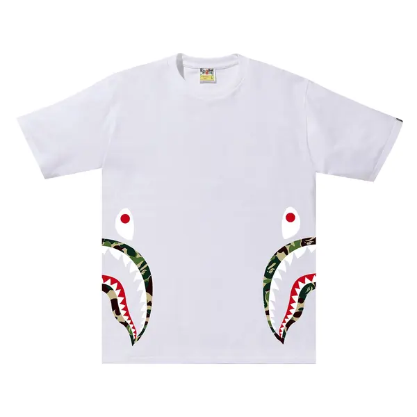 A BATHING APE Abc Camo Side Shark Tee /green - White