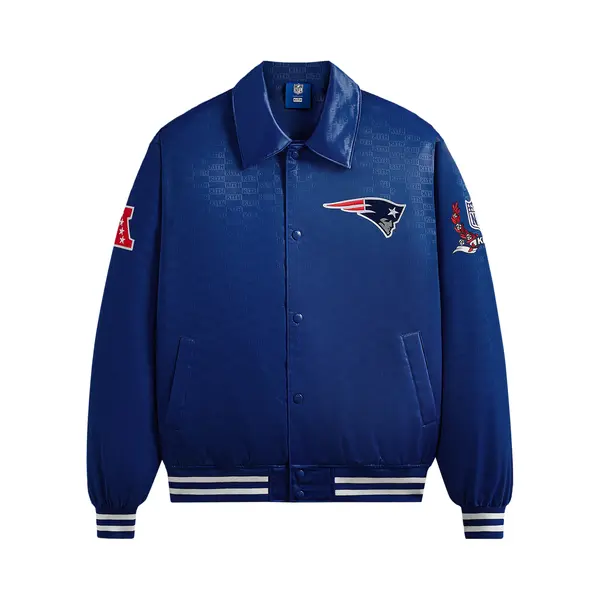 Kith For The Nfl: Patriots Satin Bomber Jacket - Blue