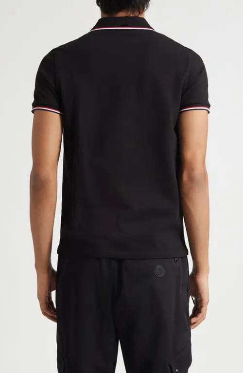 Moncler Tipped Cotton Piqué Polo - Black