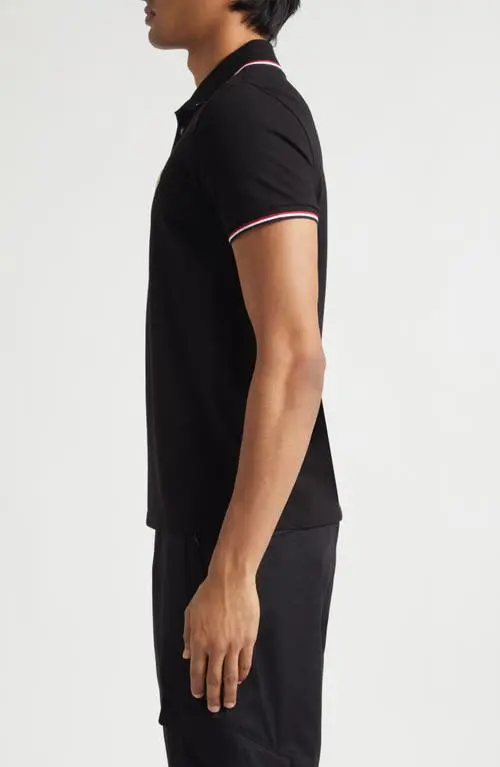 Moncler Tipped Cotton Piqué Polo - Black