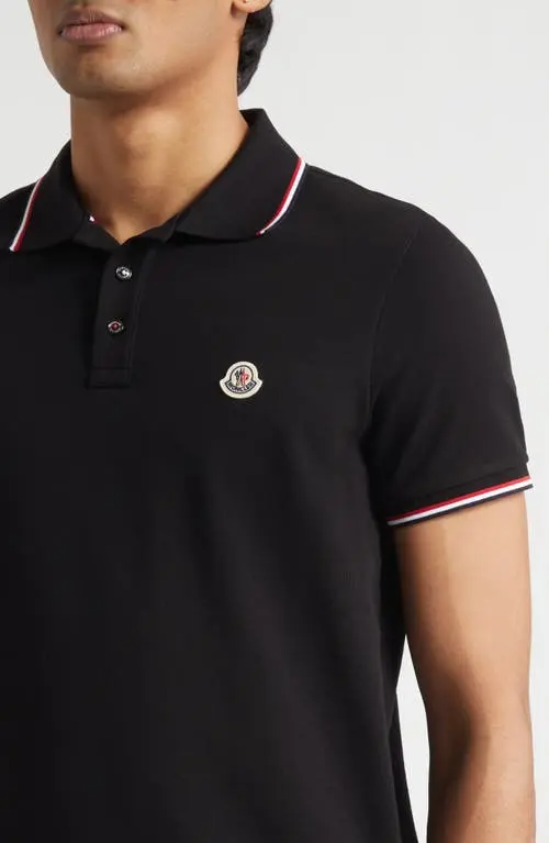 Moncler Tipped Cotton Piqué Polo - Black