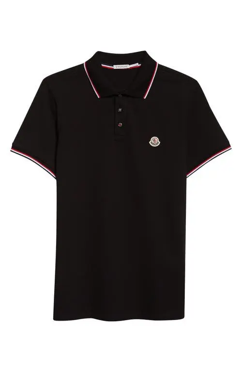 Moncler Tipped Cotton Piqué Polo - Black
