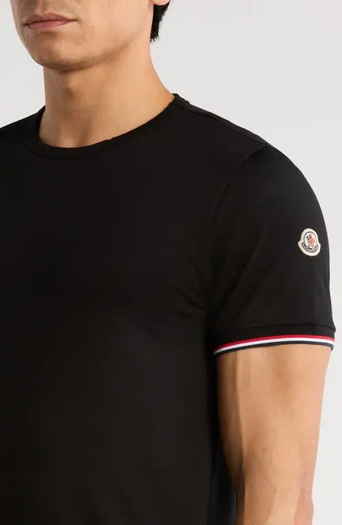 Moncler Tipped Cotton Stretch Jersey T-shirt - Black