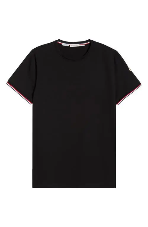 Moncler Tipped Cotton Stretch Jersey T-shirt - Black