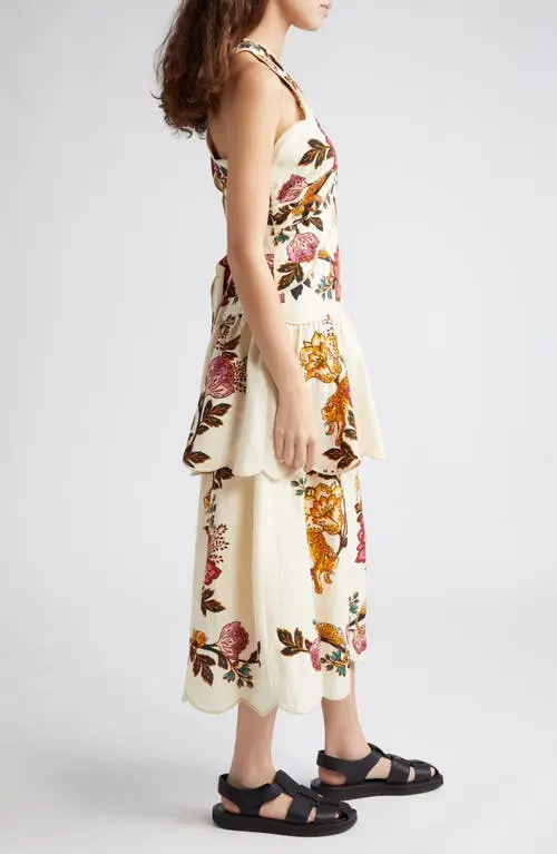 Farm Rio Leopard Flowers Print Cutout Detail Linen Blend Dress In Sand -  70% Off | Editorialist