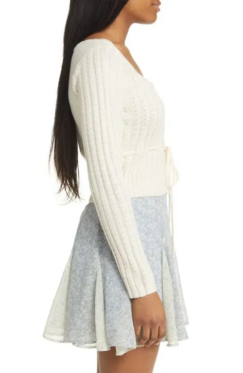 ALL IN FAVOR Drawstring Square Neck Cardigan