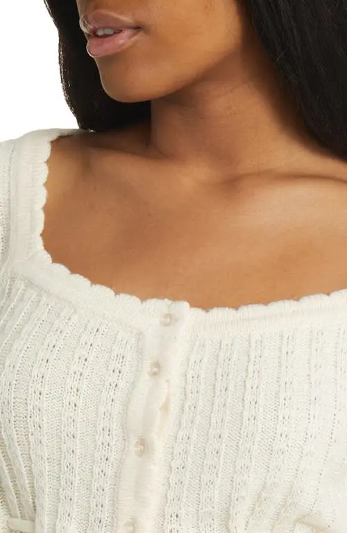 ALL IN FAVOR Drawstring Square Neck Cardigan