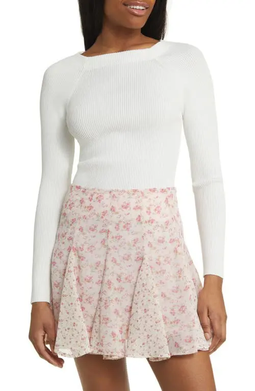 ALL IN FAVOR Ribbed Open Back Sweater