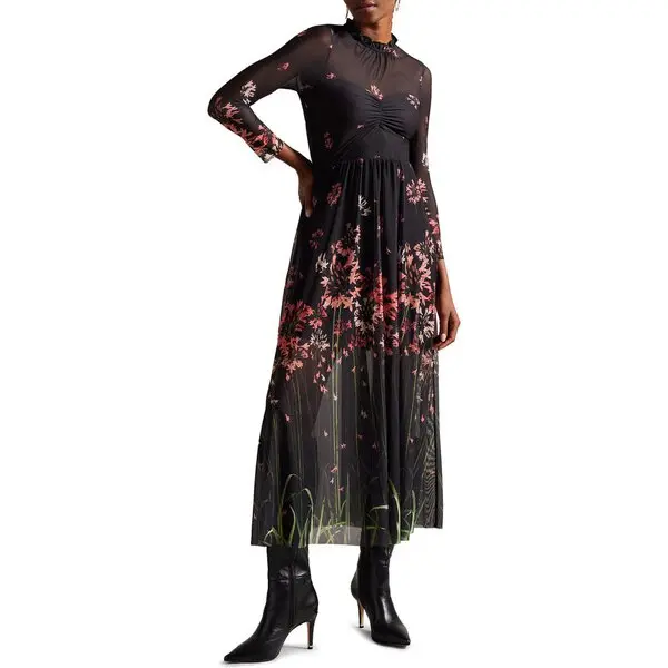 Ted Baker London Susenna Floral Mesh Midi Dress
