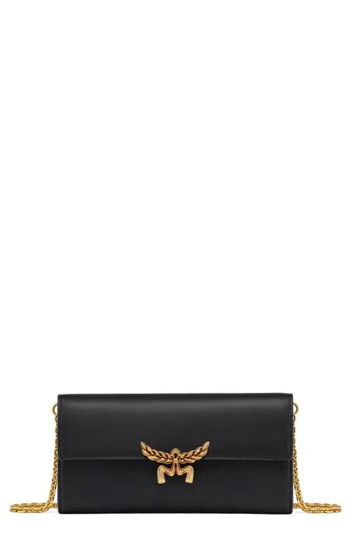 Mcm Large Himmel Leather Wallet On A Chain - Black