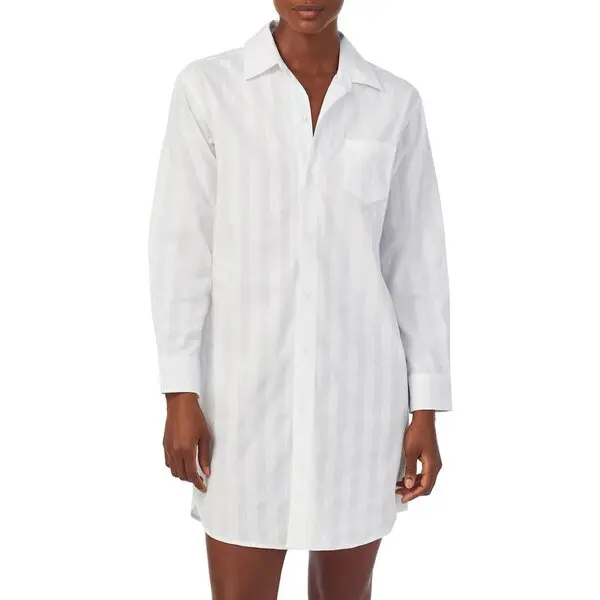 Ralph Lauren Shadow Stripe Sleepshirt - White