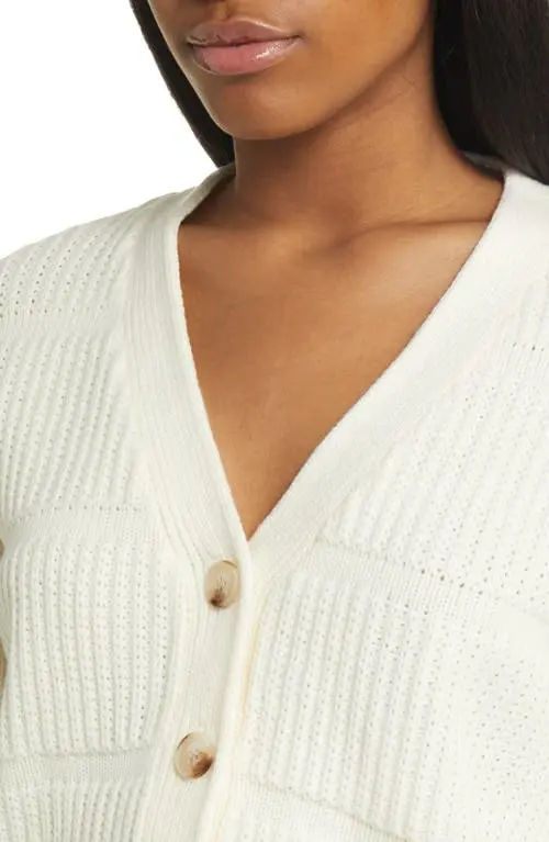 ALL IN FAVOR Mixed Stitch V-neck Cardigan