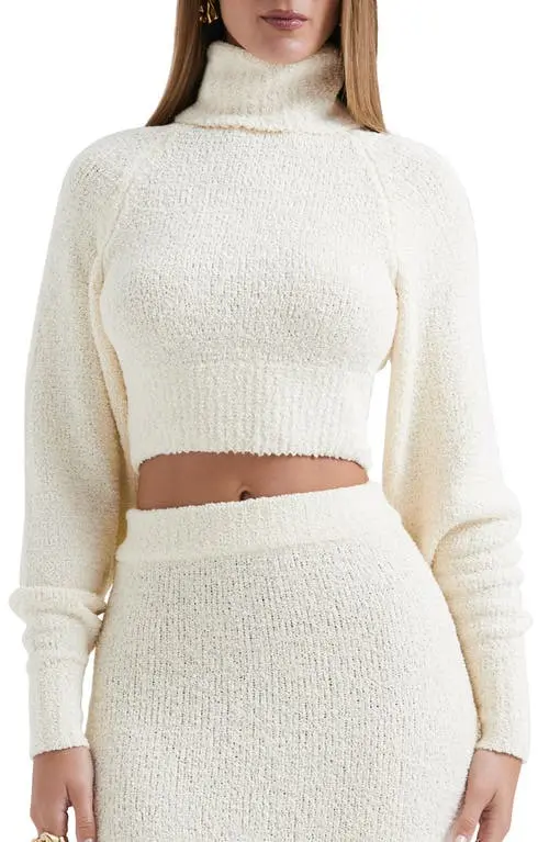 House Of Cb Nyala Bouclé Turtleneck Sweater - Cream