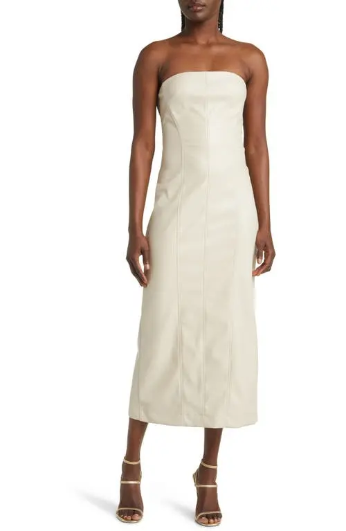anthropologie faux leather mini dress Faux Leather Laser cut butterfly shift dress (Cream) L / Cream