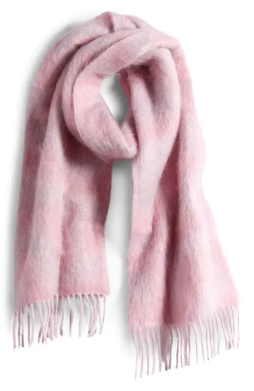 Acne Studios Vandy Logo Jacquard Wool Blend Fringe Scarf