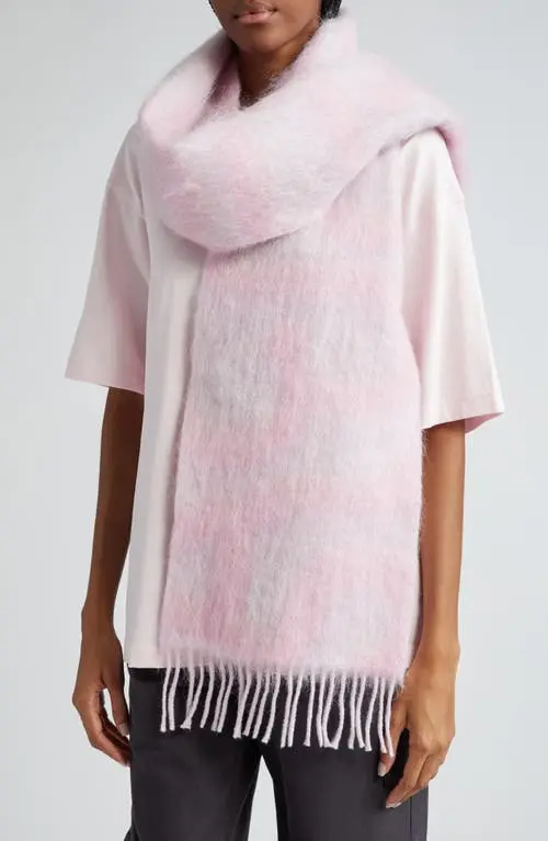 Acne Studios Vandy Logo Jacquard Wool Blend Fringe Scarf