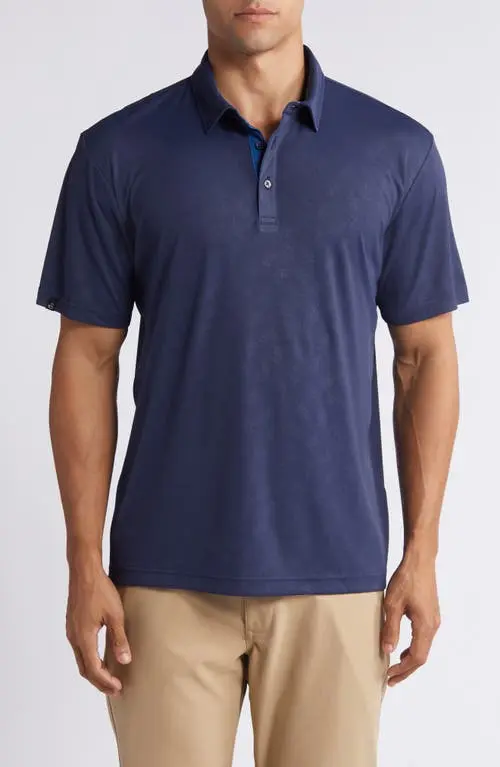 SWANNIES Barrett Botanical Print Golf Polo - Navy
