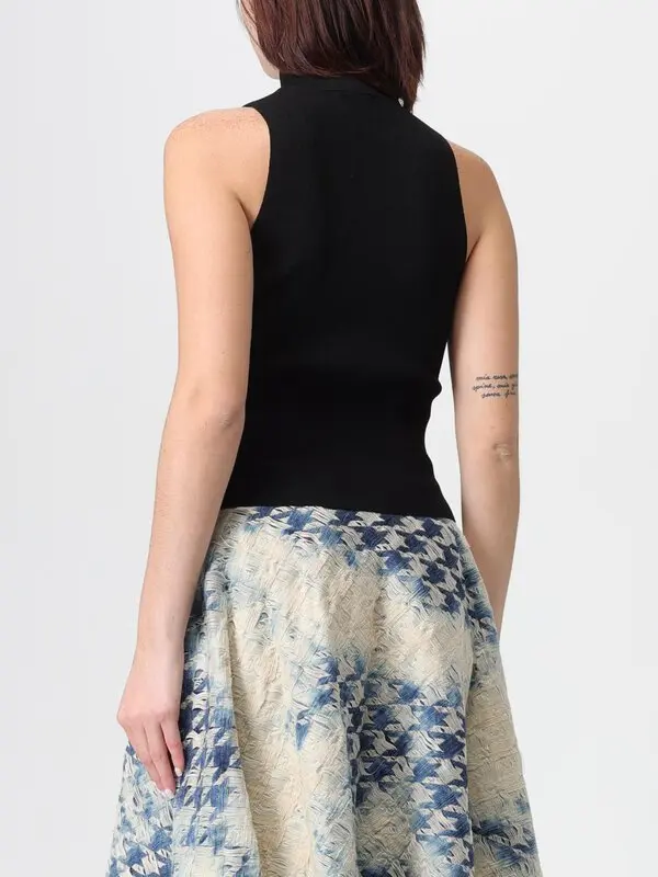 DIESEL® Sleeveless Ribbed Mock Neck Top - Black