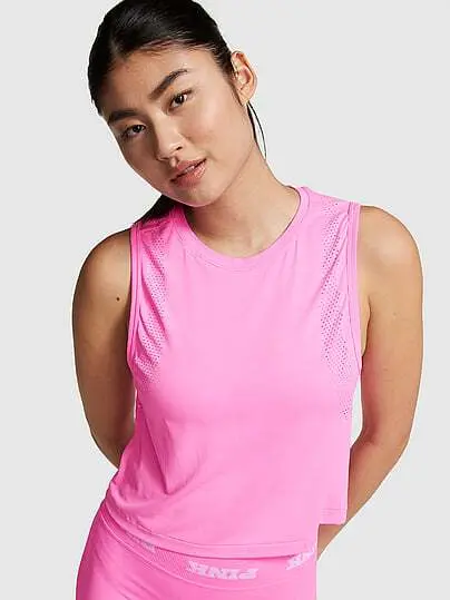 Pink Seamless Drapey Muscle Tank - Black