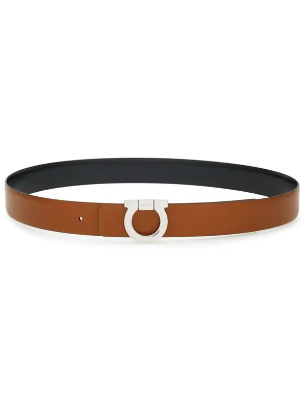 FERRAGAMO Gancini Leather Belt - Black