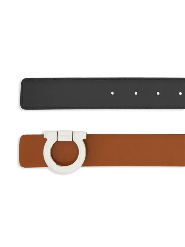 FERRAGAMO Gancini Leather Belt - Black