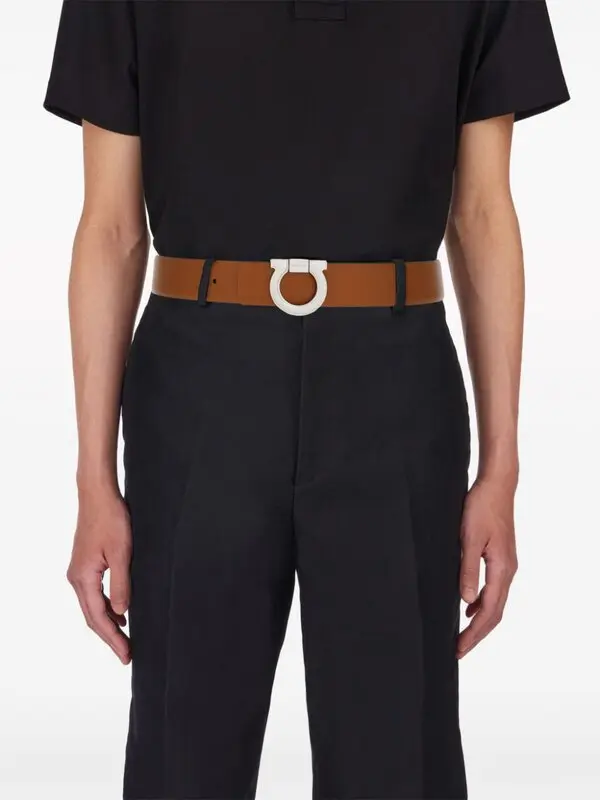 FERRAGAMO Gancini Leather Belt - Black