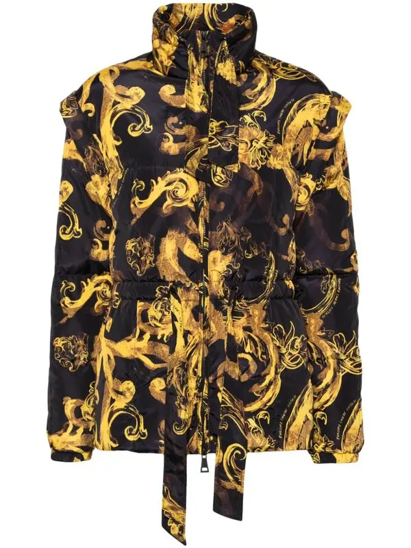 Versace Barocco-print Down Jacket - Black