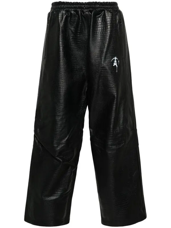 DOUBLET Crocodile-pattern Leather Track Pants