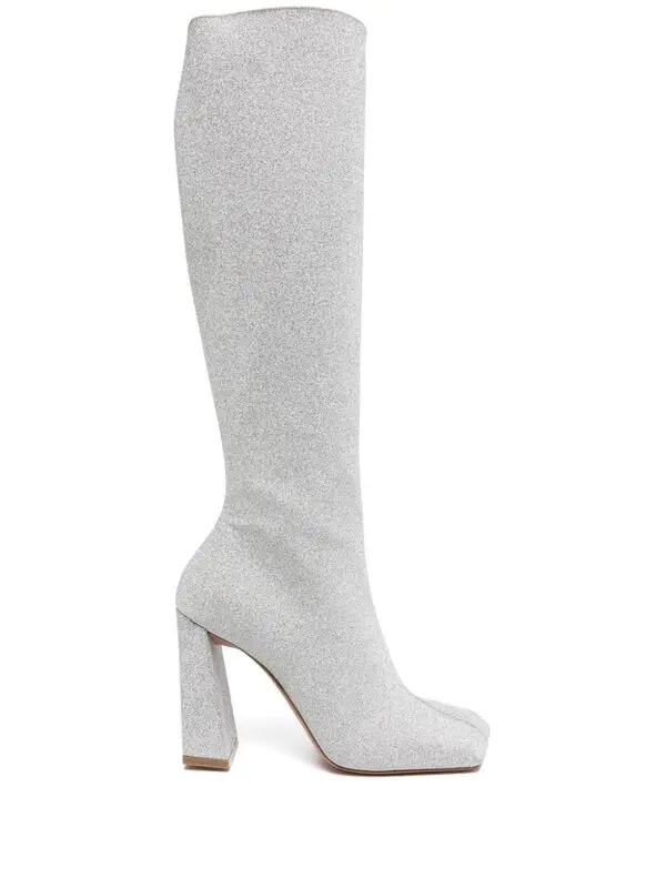 Amina Muaddi Marine Glitter Knee-high Boots