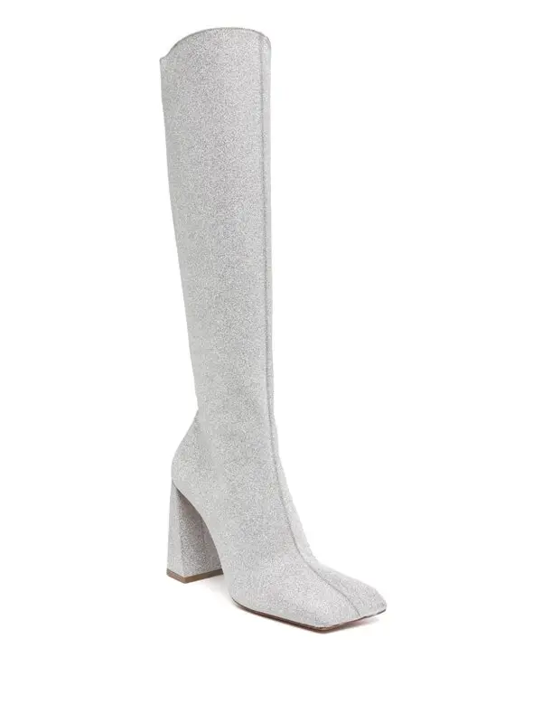Amina Muaddi Marine Glitter Knee-high Boots