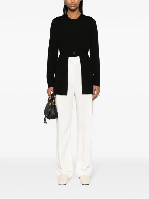 Chloé Wool Cardigan With Belt - Black